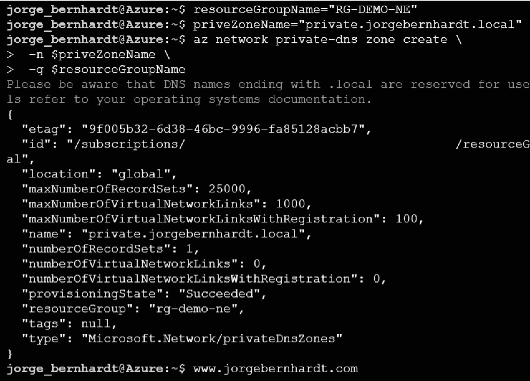 How to create an Azure Private DNS Zone · Jorge Bernhardt