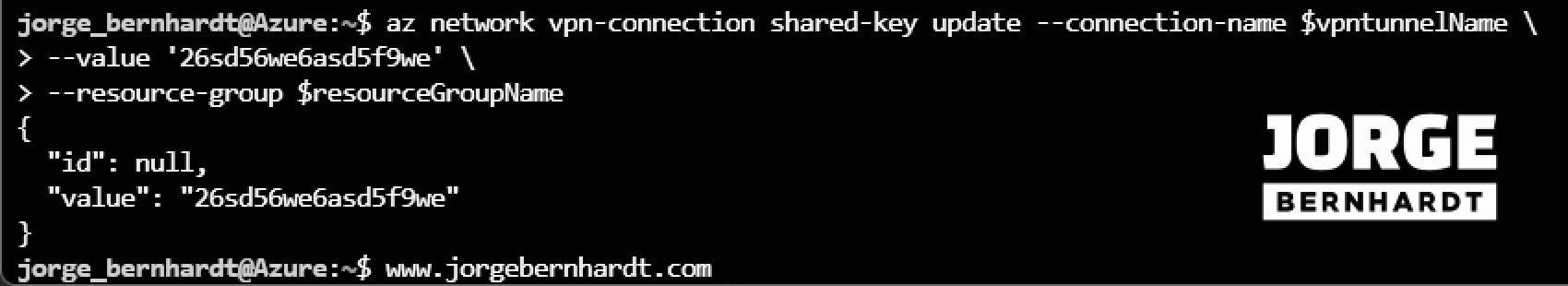How to change the PSK of the Azure VPN Gateway Connection · Jorge Bernhardt