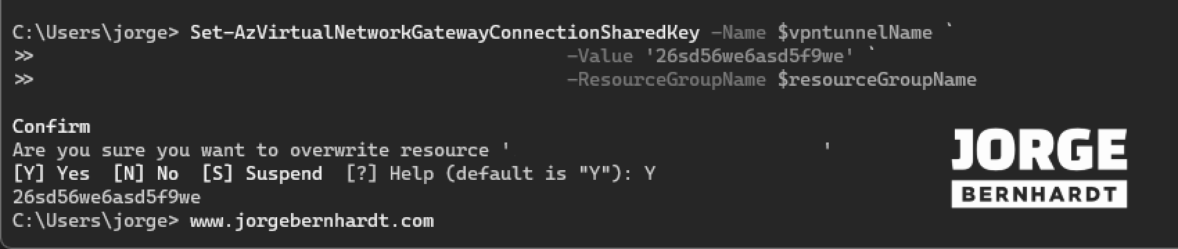 How to change the PSK of the Azure VPN Gateway Connection · Jorge Bernhardt