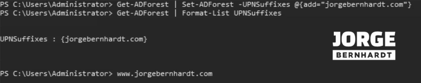 How to Add a Public Domain UPN Suffix to Domain Users in Active Directory · Jorge Bernhardt