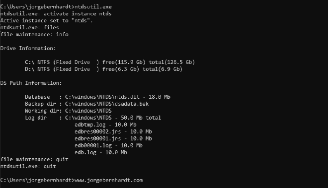 How to check the size of the Active Directory Database · Jorge Bernhardt