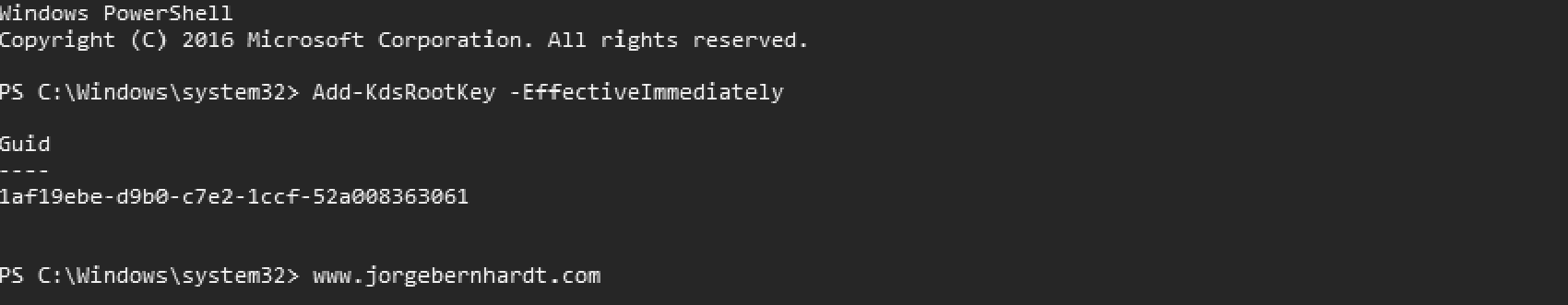 How to create a KDS root key using PowerShell · Jorge Bernhardt