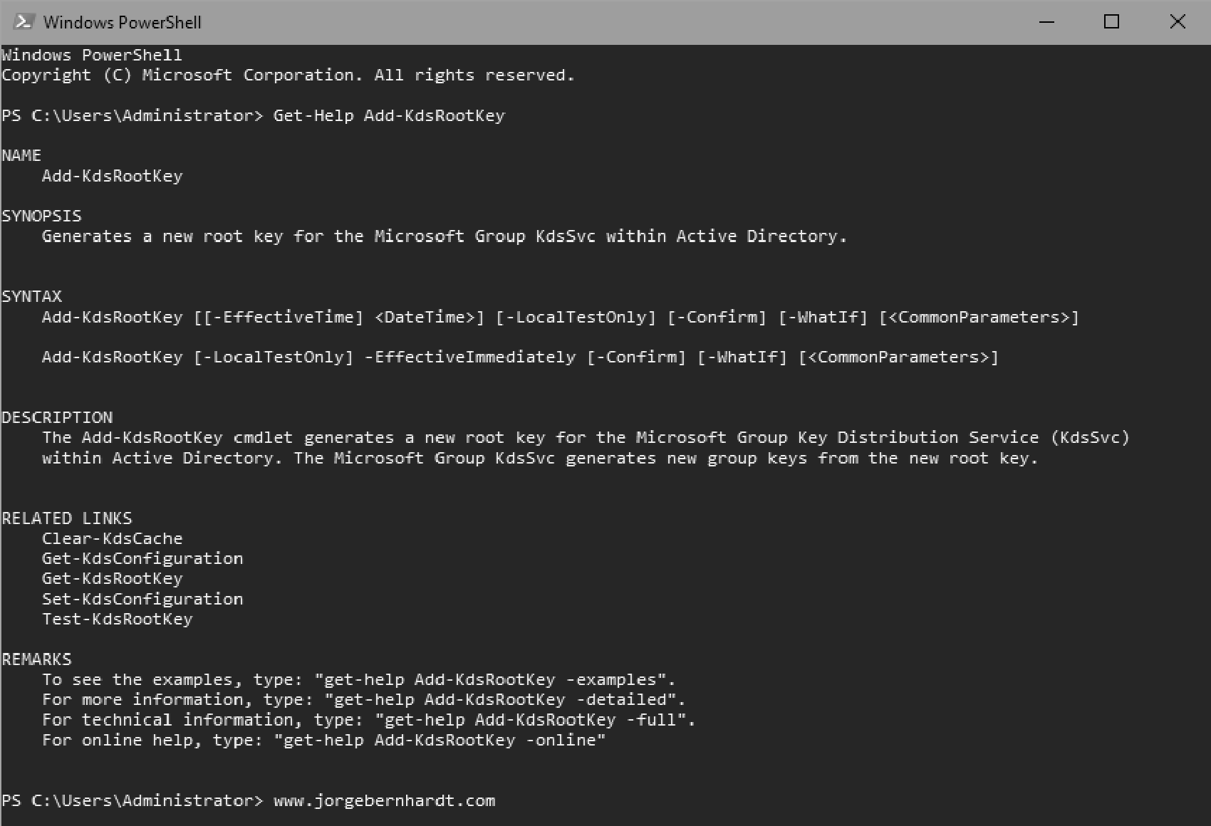 How to create a KDS root key using PowerShell · Jorge Bernhardt