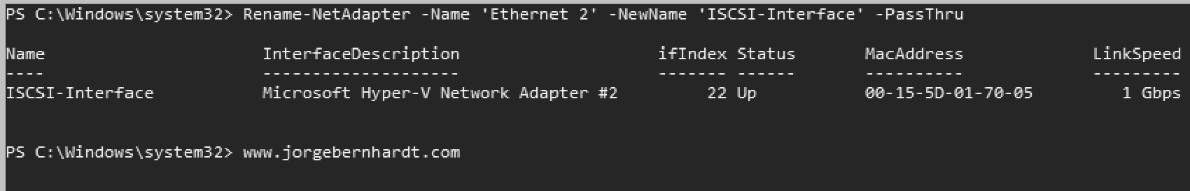 How to rename a Network Adapter using Rename-NetAdapter cmdlet · Jorge Bernhardt