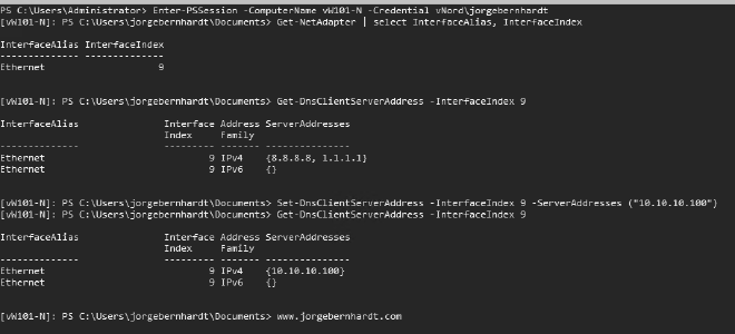 How to set primary and secondary DNS server addresses with PowerShell · Jorge Bernhardt