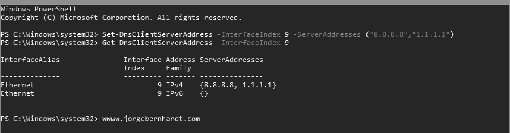 How to set primary and secondary DNS server addresses with PowerShell ...