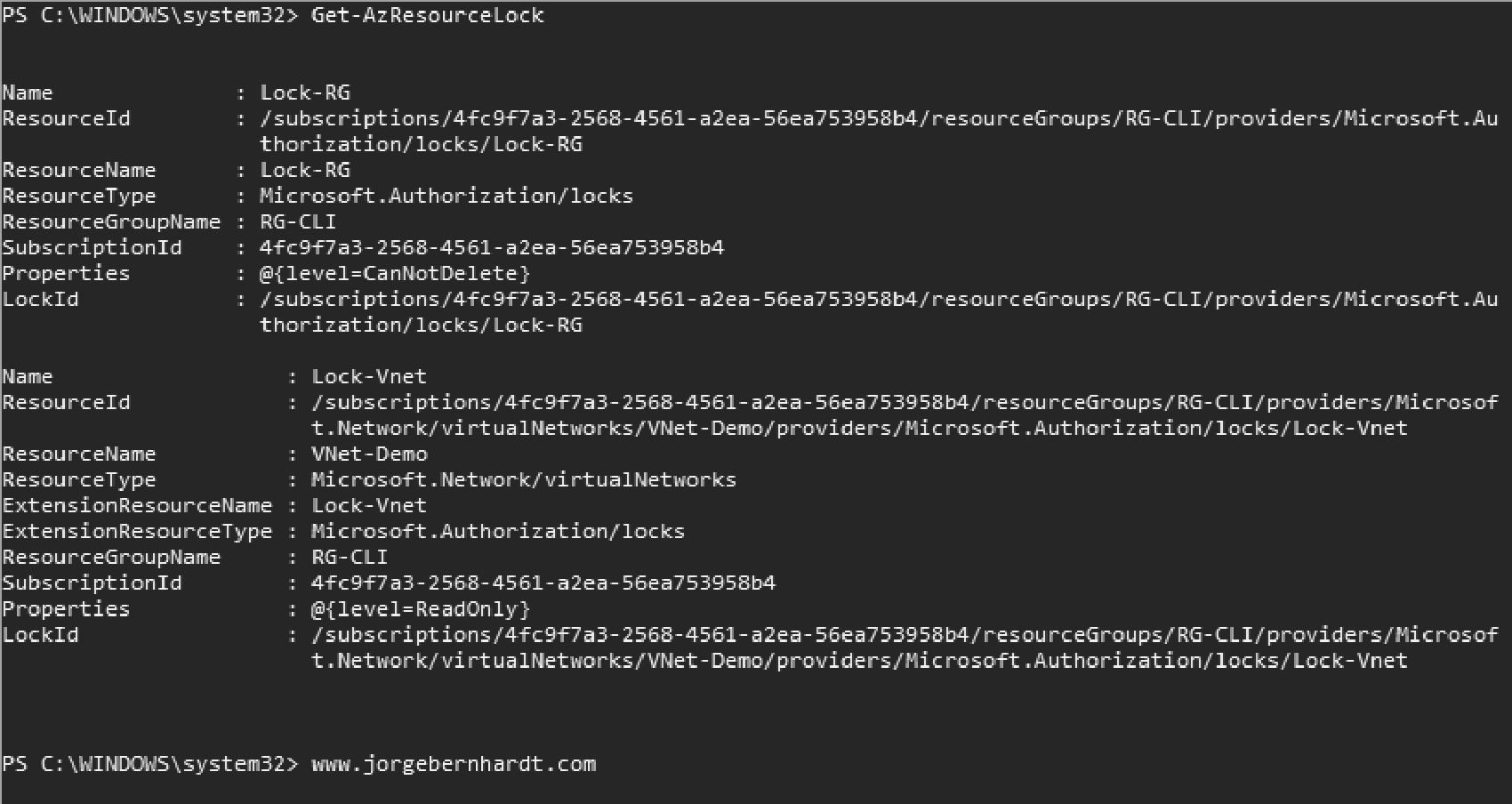 How to use Azure Resource Locks with PowerShell · Jorge Bernhardt
