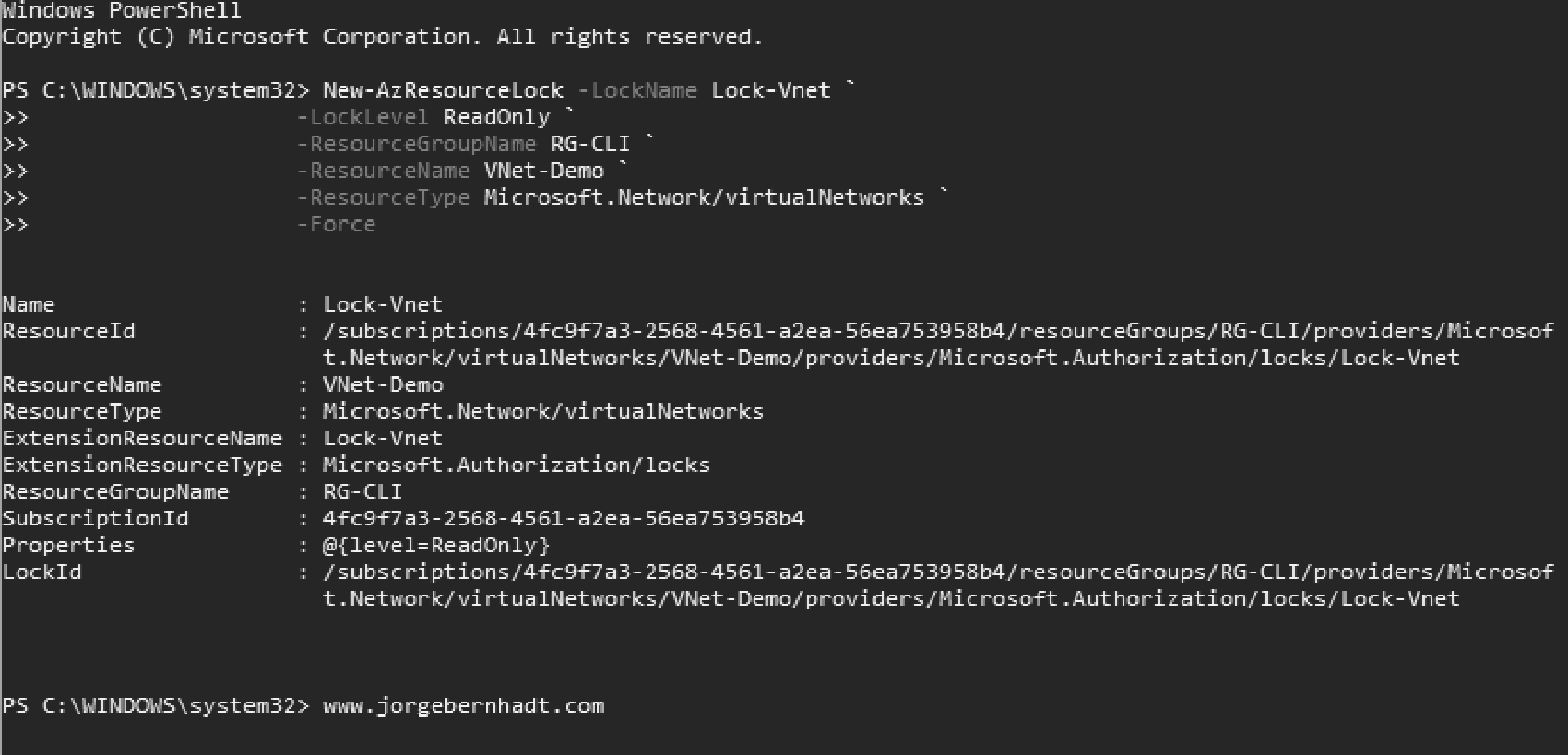 How to use Azure Resource Locks with PowerShell · Jorge Bernhardt