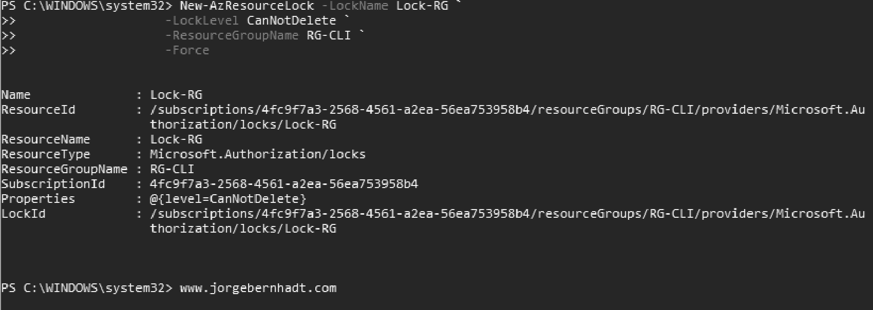 How to use Azure Resource Locks with PowerShell · Jorge Bernhardt