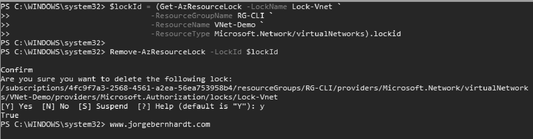 How to use Azure Resource Locks with PowerShell · Jorge Bernhardt